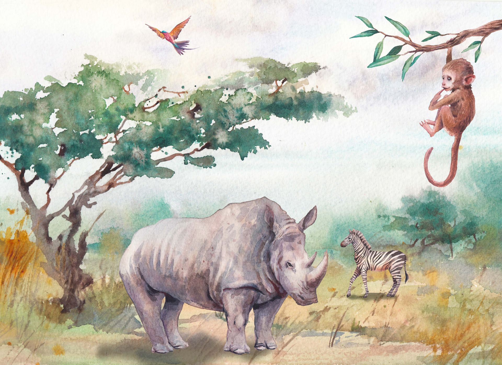 Selva de acuarelas PapelPintado.com