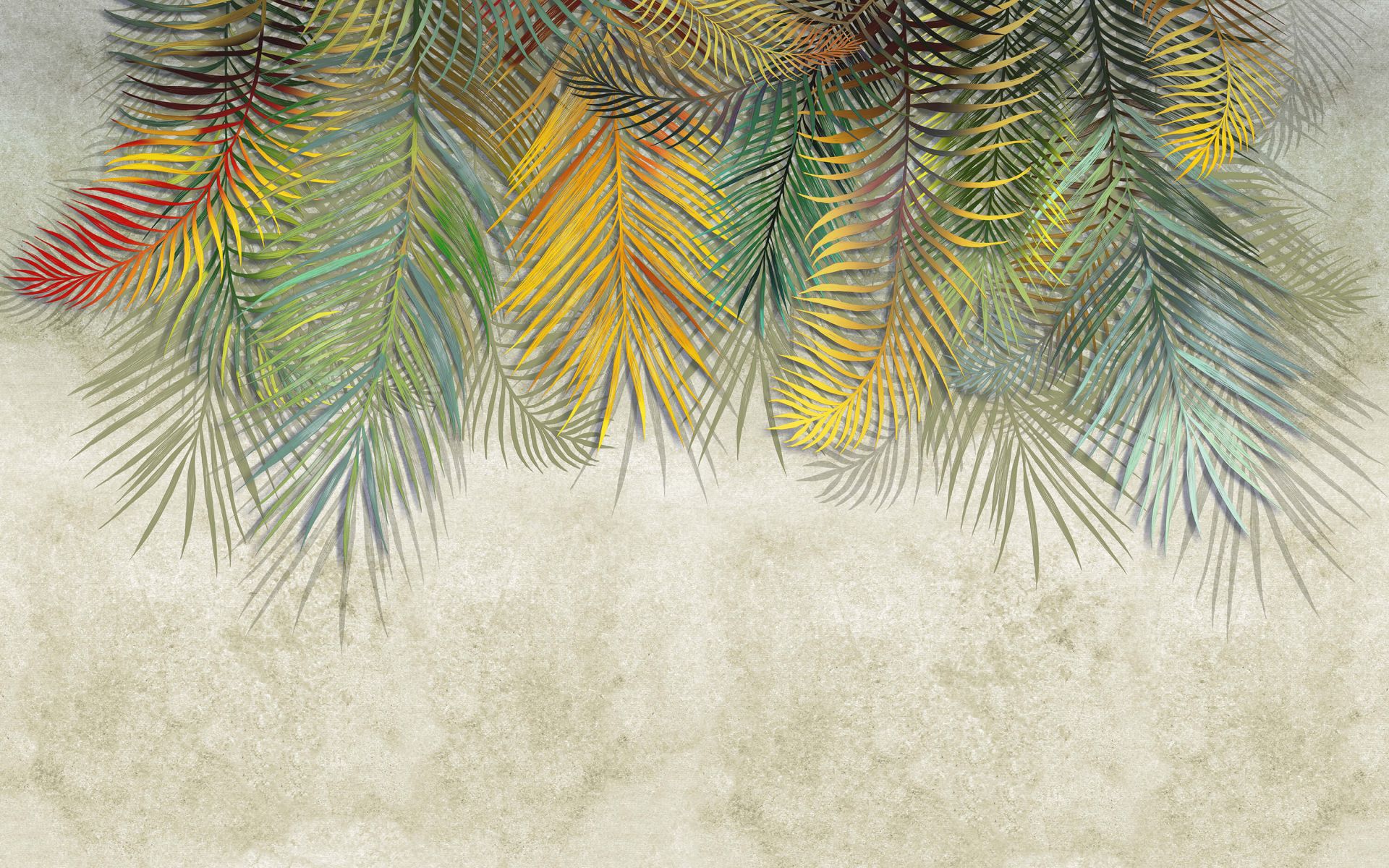 Hojas de palmera arco iris PapelPintado.com